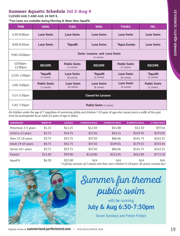 Aquatic Schedule